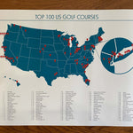 Top 100 US Golf Courses Checklist Map - Golf Art - Minimalist Golf Prints